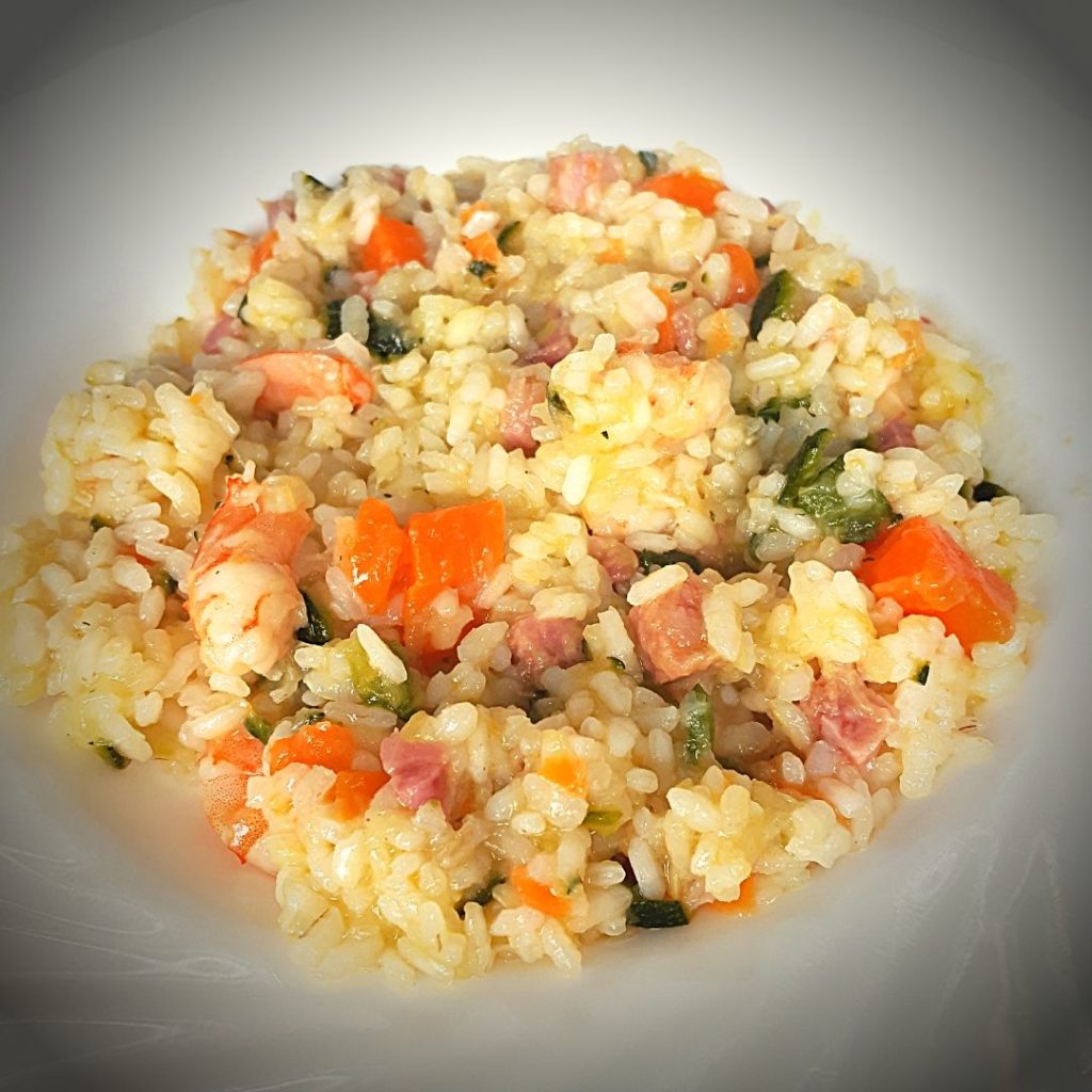 Arroz con Verduras, Langostinos y Jamón - Recetas Piratas